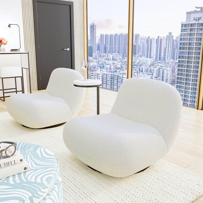 Wade Logan® Atheena 38.5" W Boucle Swivel Lounge Chair & Reviews | Wayfair